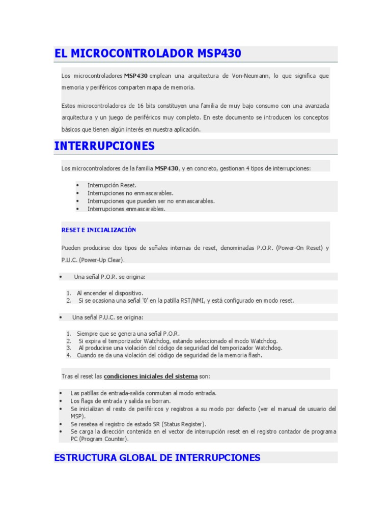 Arquitectura y Comunicación MSP430 | PDF | Microcontrolador | Poco