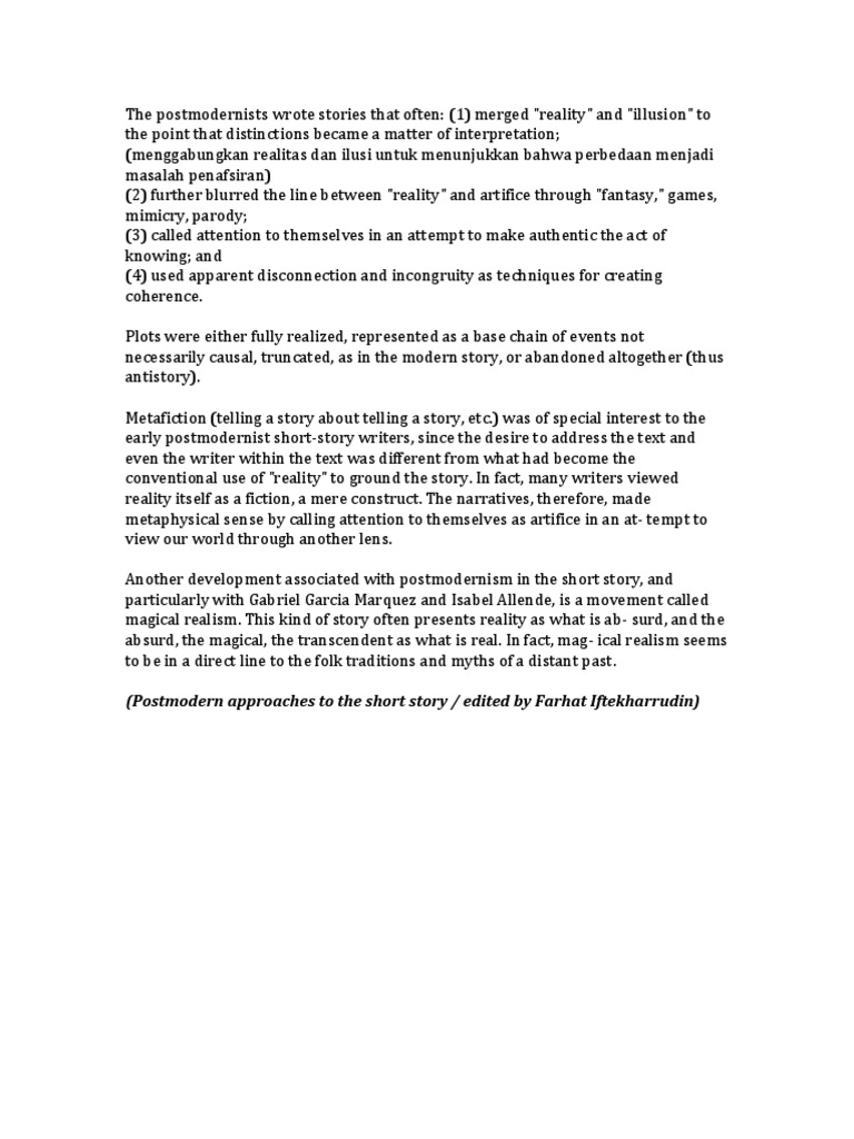 Postmodern Approaches To The Short Story / Edited by Farhat ...