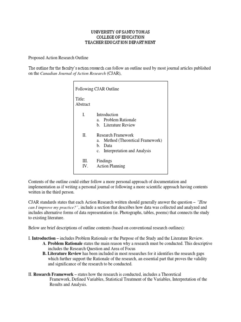 Proposed Action Research Outline | PDF | Action Research | Literature ...