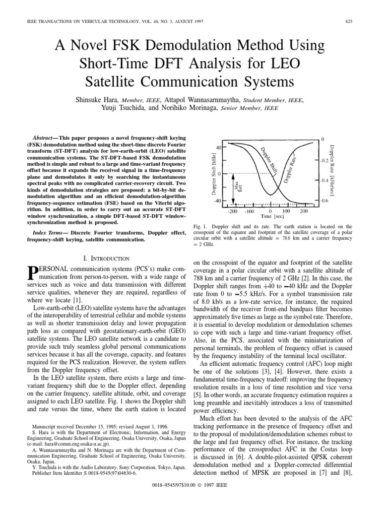 FSK Demodulation Method Using Short-Time DFT Analysis For LEO | PDF ...