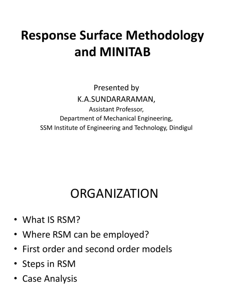 Response Surface Methodology and MINITAB | PDF | Errors And Residuals ...