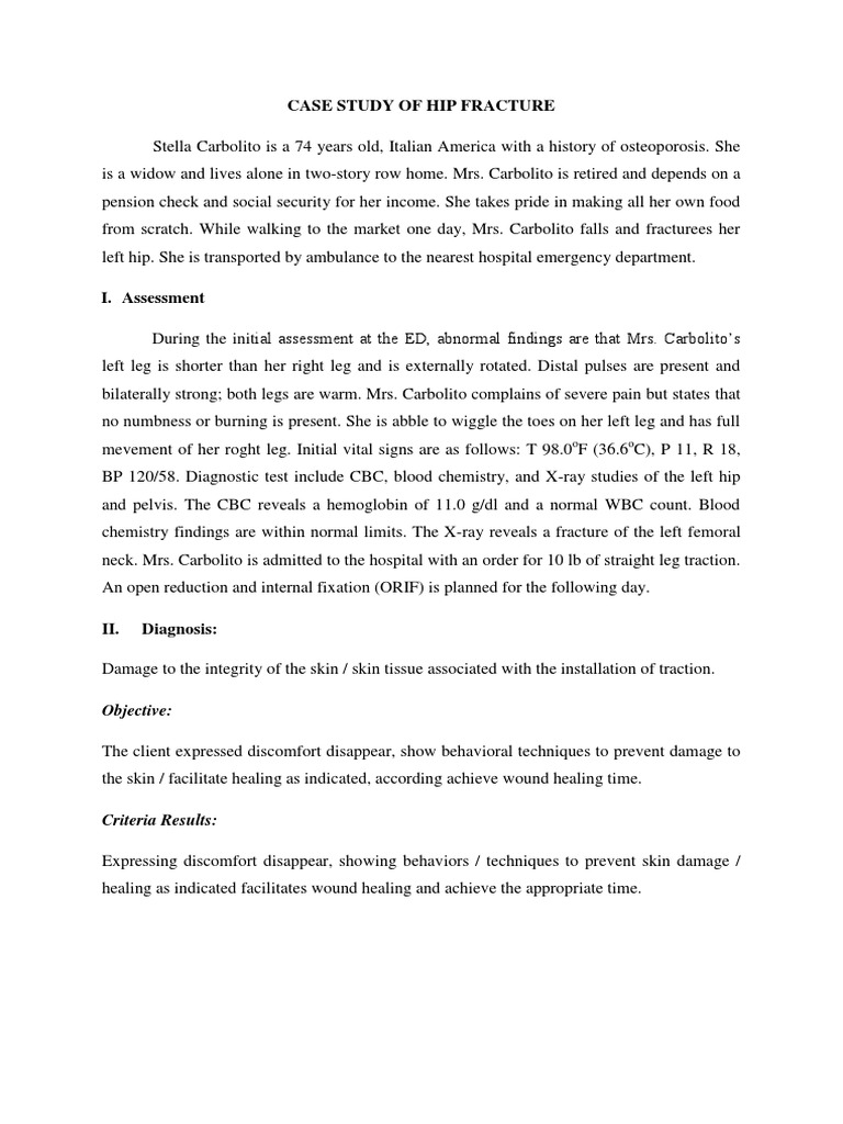 Case Study of Hip Fracture | PDF | Hip | Clinical Medicine