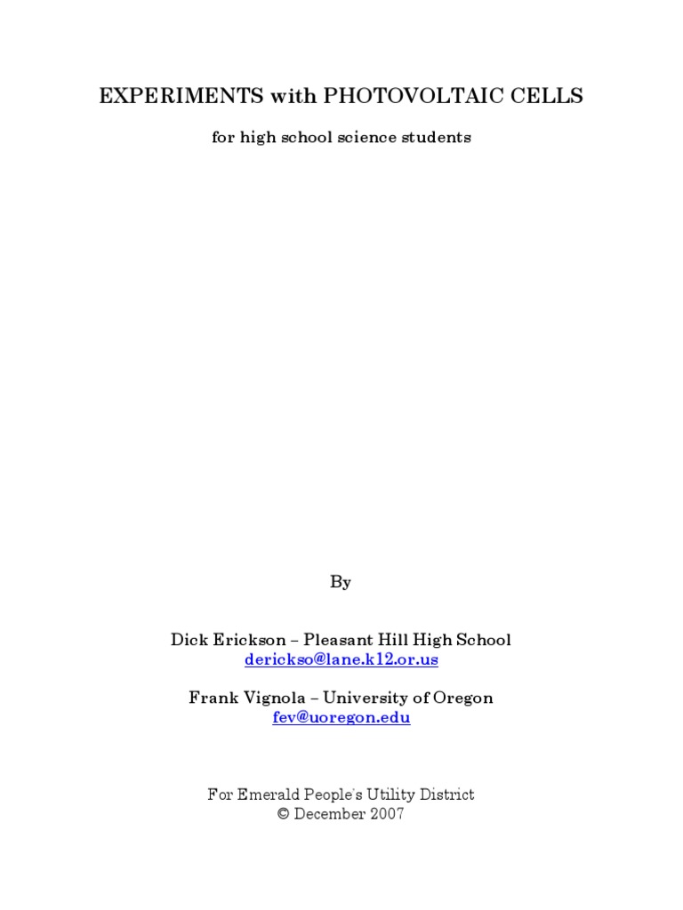 Experiments With PV Cells | PDF