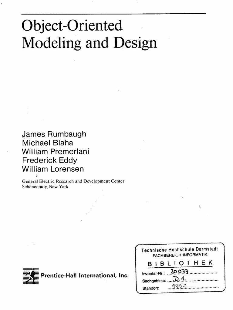 Object Oriented Modeling And Design Pdf Object Computer Science Object Oriented Programming