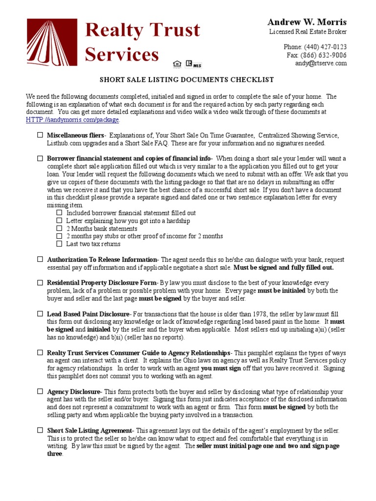 Short Sale Packet | PDF | Short Sale (Real Estate) | Real Estate Broker
