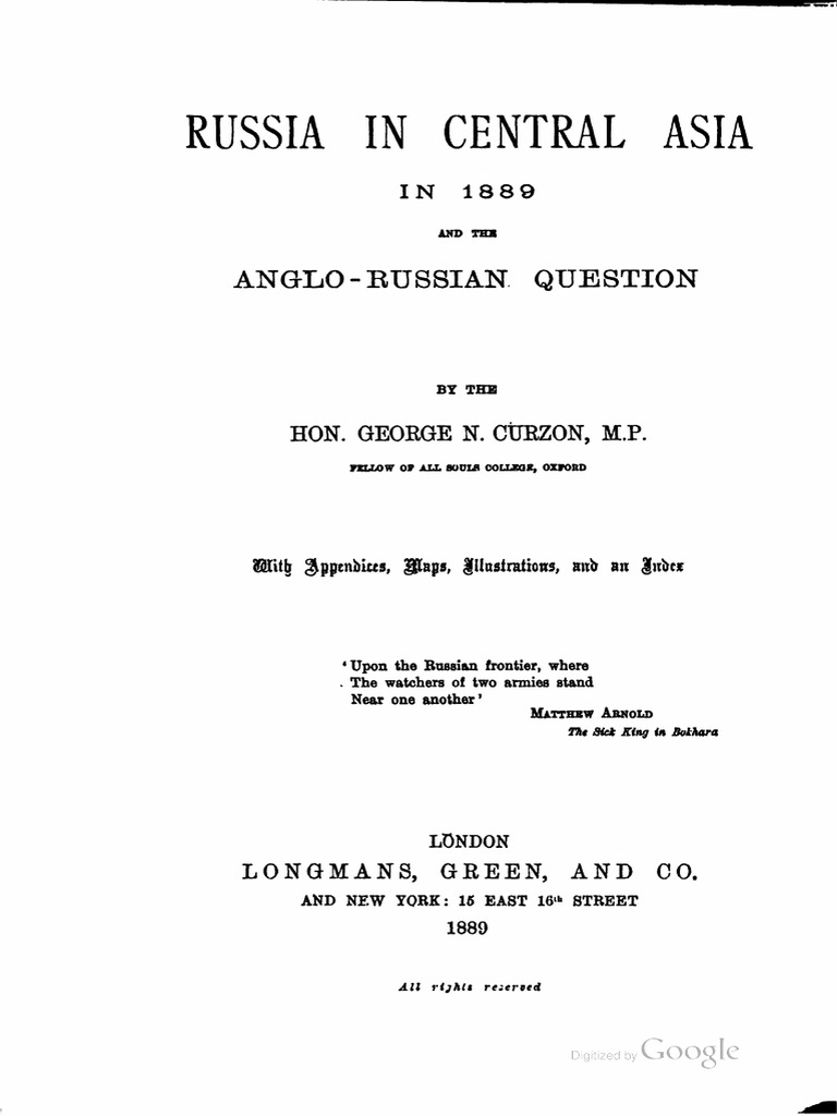 1889 Russia - in - Central - Asia - in - 1889 by George N Curzon S ...