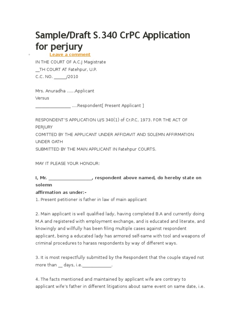 Perjury | PDF | Prosecutor | Legal Action