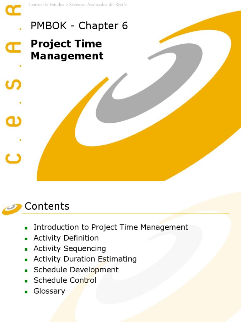 PMBOK Chapter 6 Project Time Management Guide | PDF | Product ...