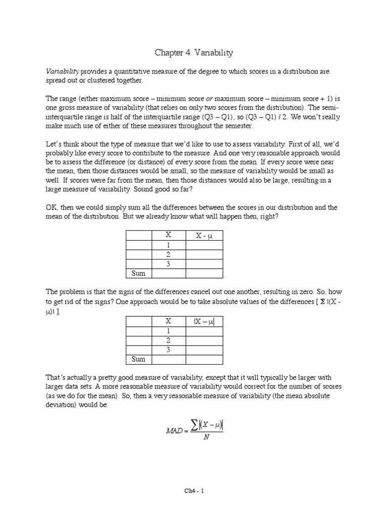 Measures of Variability | PDF | Variance | Mean