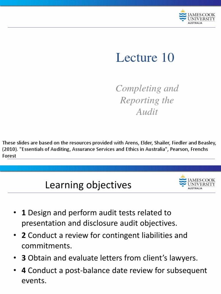 Lecture 10 Audit finalisation | Auditor's Report | Audit