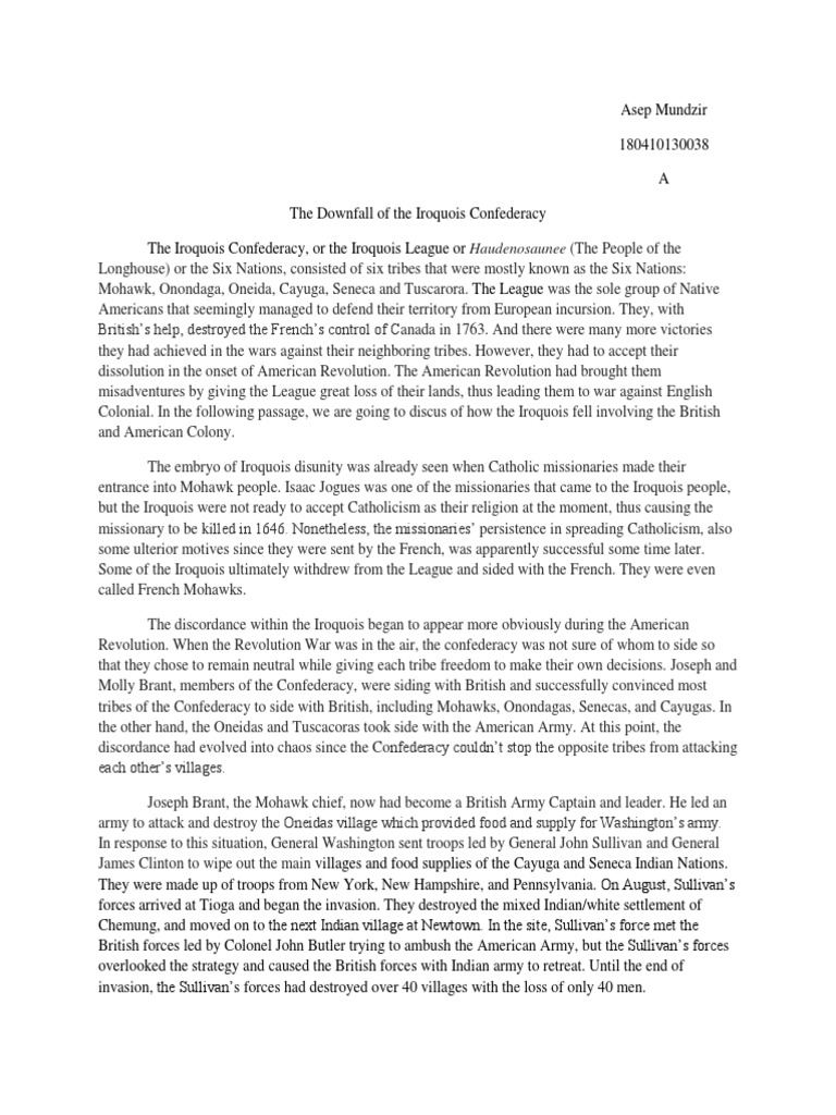 Essay - The Downfall of The Iroquois Confederacy | PDF | Iroquois ...