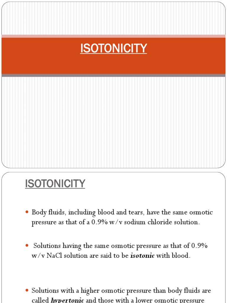 I So Tonicity | PDF | Dissociation (Chemistry) | Sodium