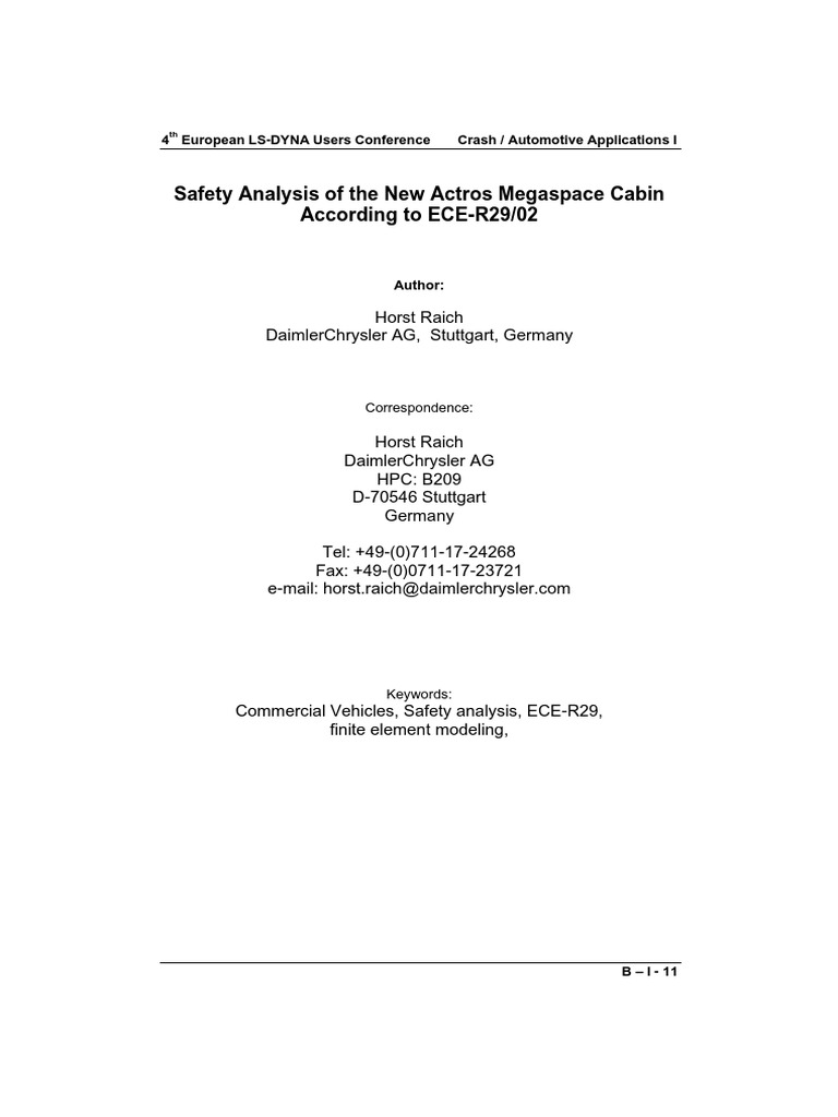 ECE R29 Safety Analysis of the New Actros Megaspace Cabin | Fracture ...