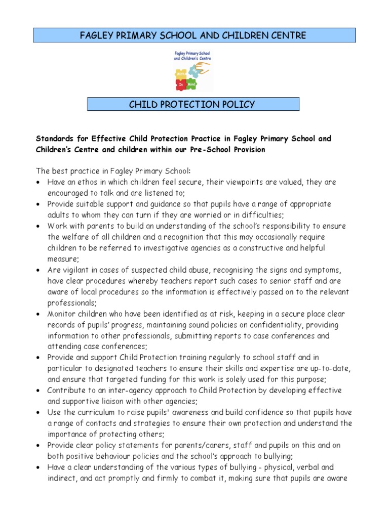 Child Protection Policy | PDF | Violence