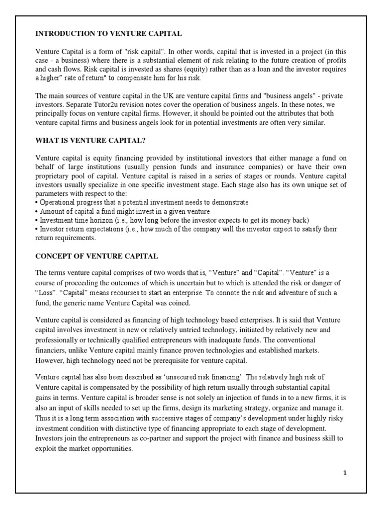 Introduction To Venture Capital 5th | PDF | Venture Capital | Corporate ...