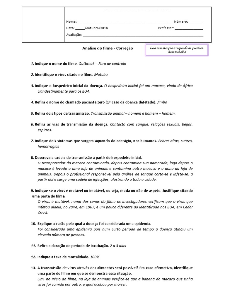 Análise do Vírus Motaba em Outbreak | PDF