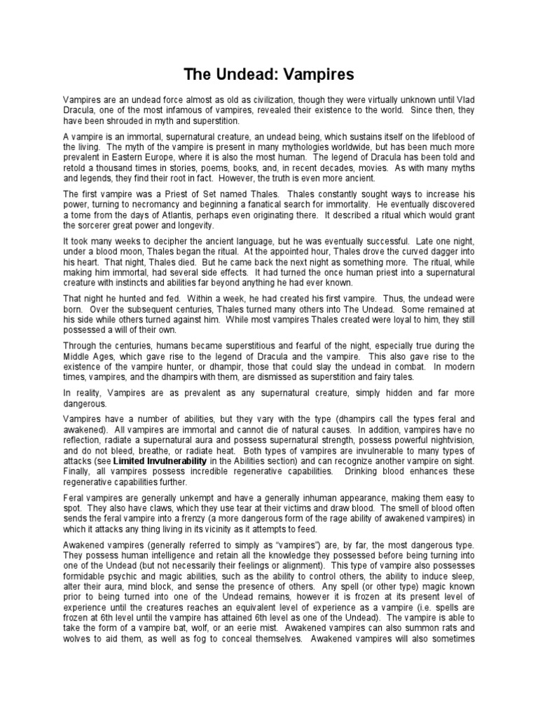 The Origins and Abilities of the Ancient Vampire: Exploring the ...