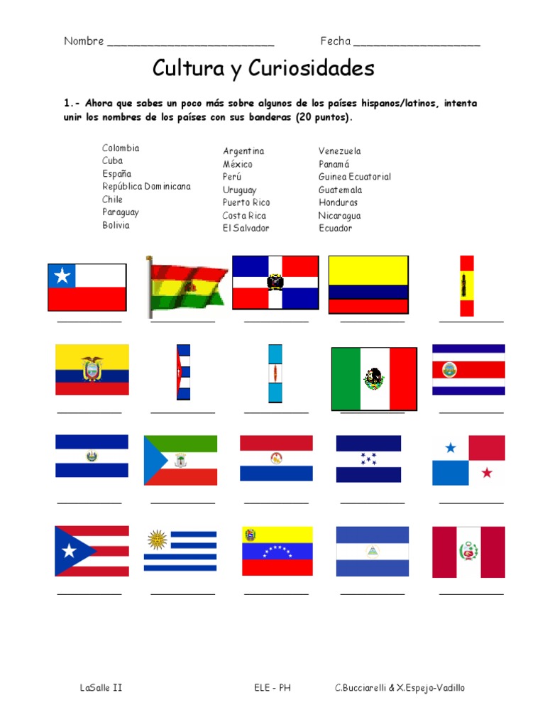 Banderas De Países De Habla Hispana Con Nombres