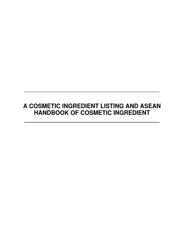 ASEAN Handbook of Cosmetic Ingredient | PDF | Salt (Chemistry ...