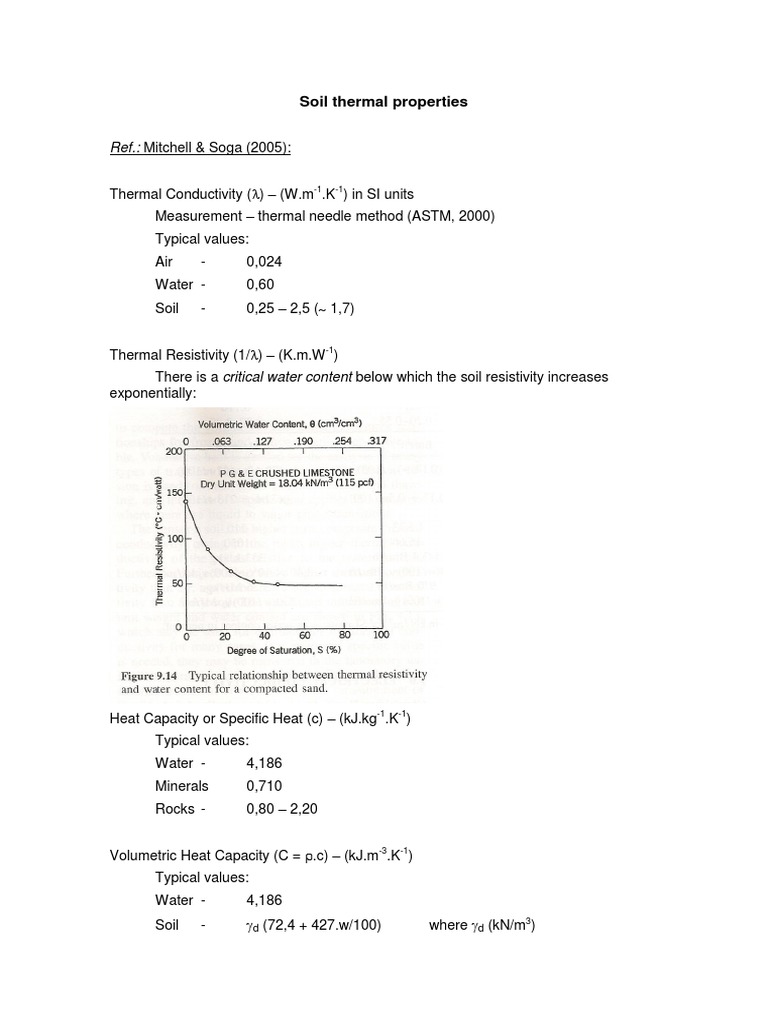 Soil Thermal Conductivity and Properties | PDF | Heat Capacity | Soil