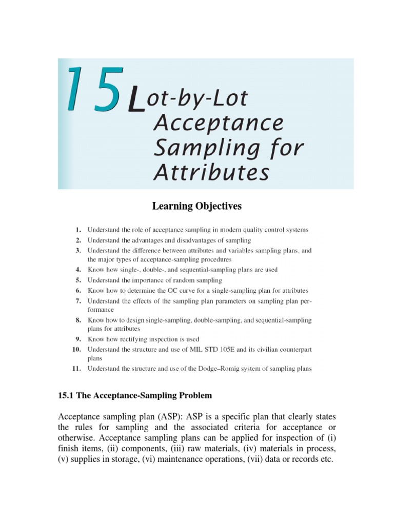 Lot Acceptance Sampling Plan | Download Free PDF | Sampling (Statistics ...