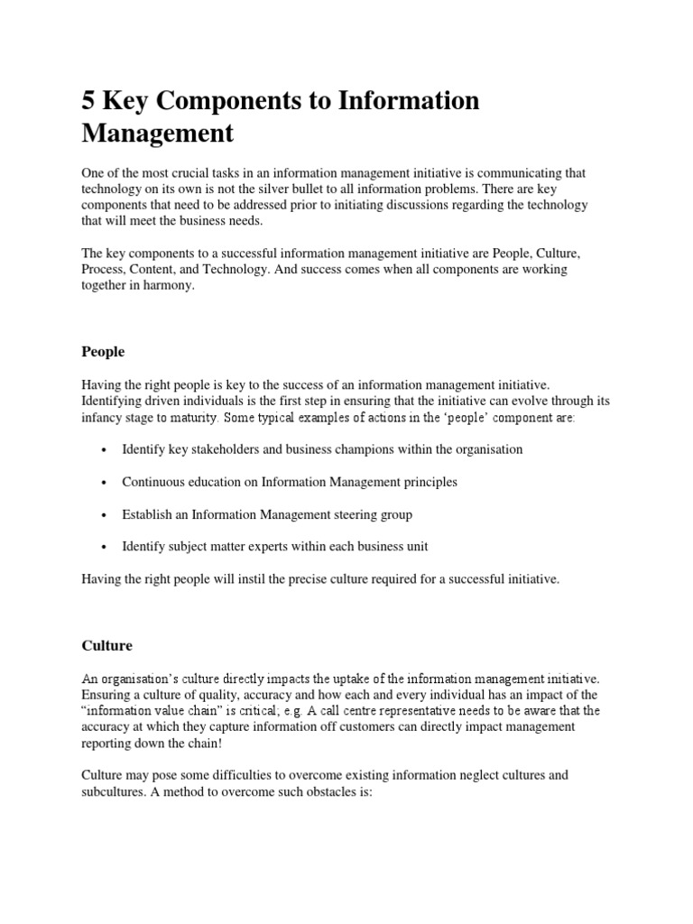5 Key Components To Information Management | PDF | Information ...