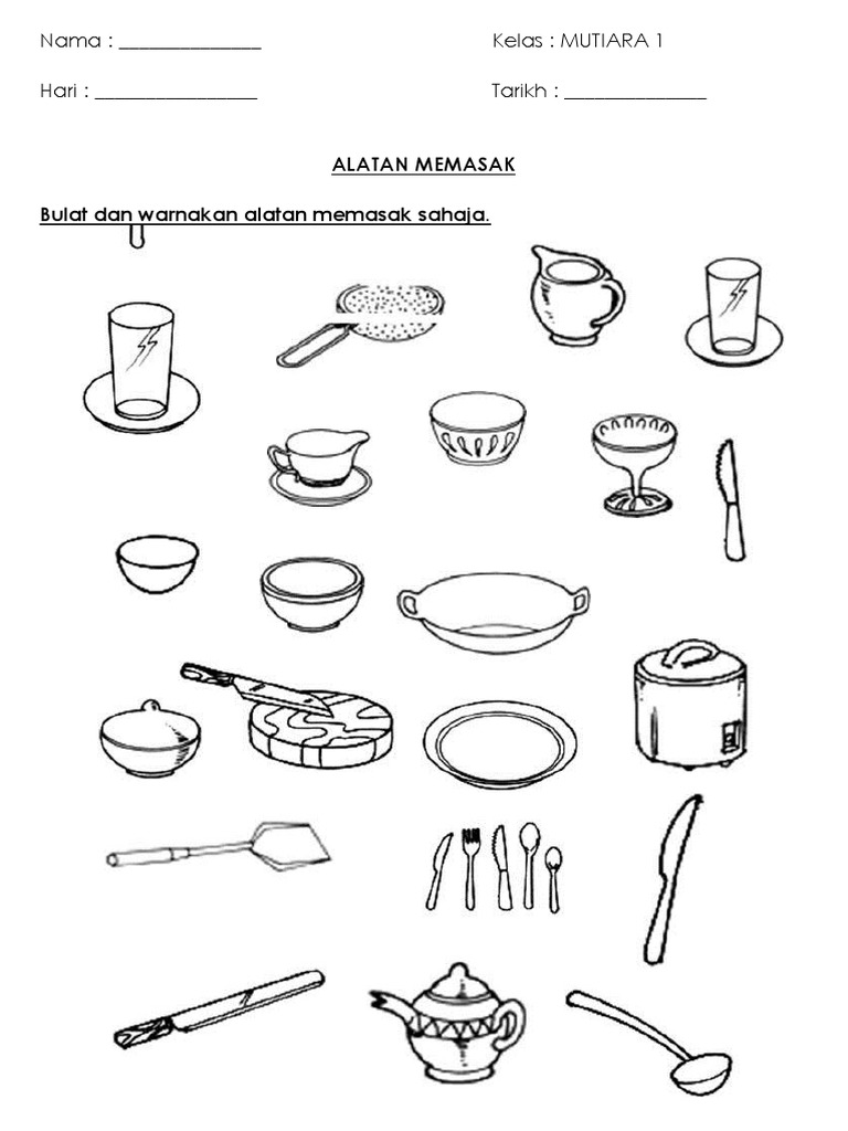 Lembaran Kerja Alatan Memasak | PDF