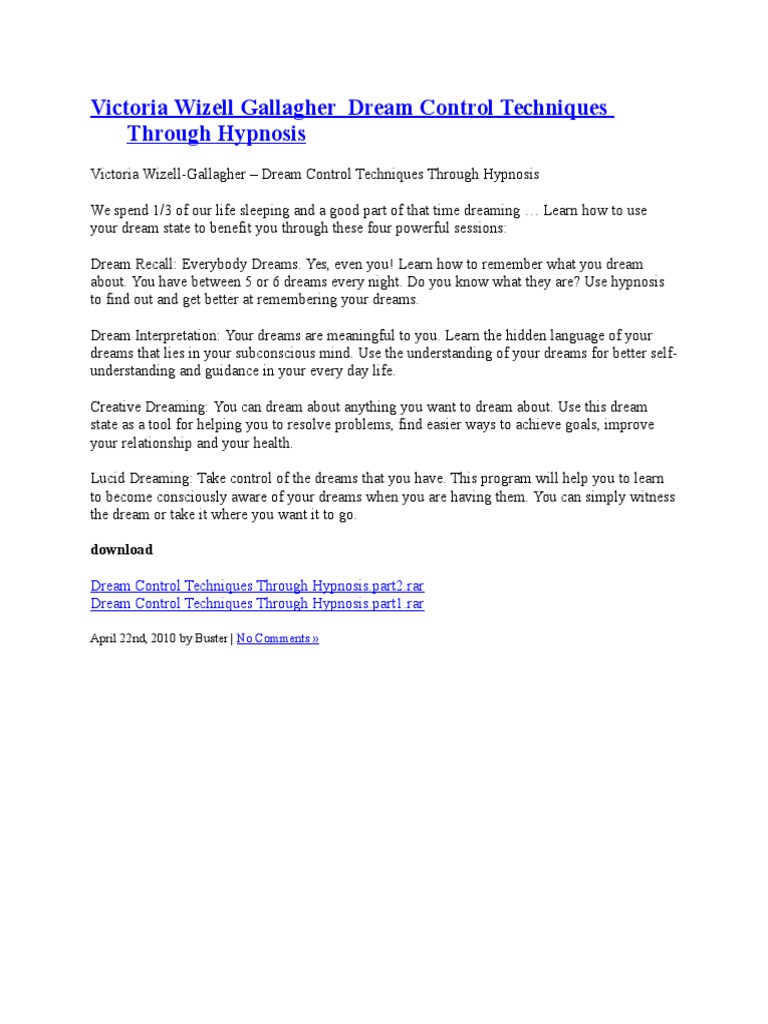 Dream Control with Hypnosis Guide | PDF