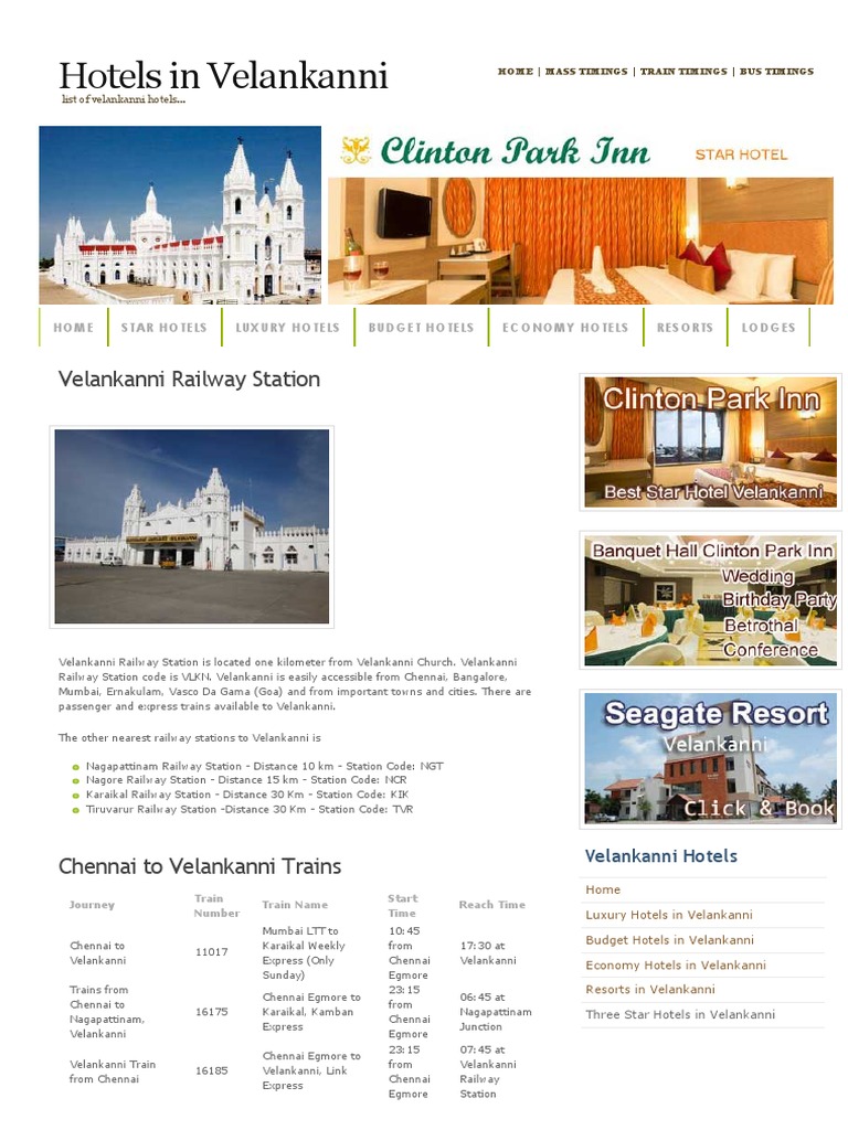 Velankanni Train Timings and Routes | PDF | Industrial Engineering ...