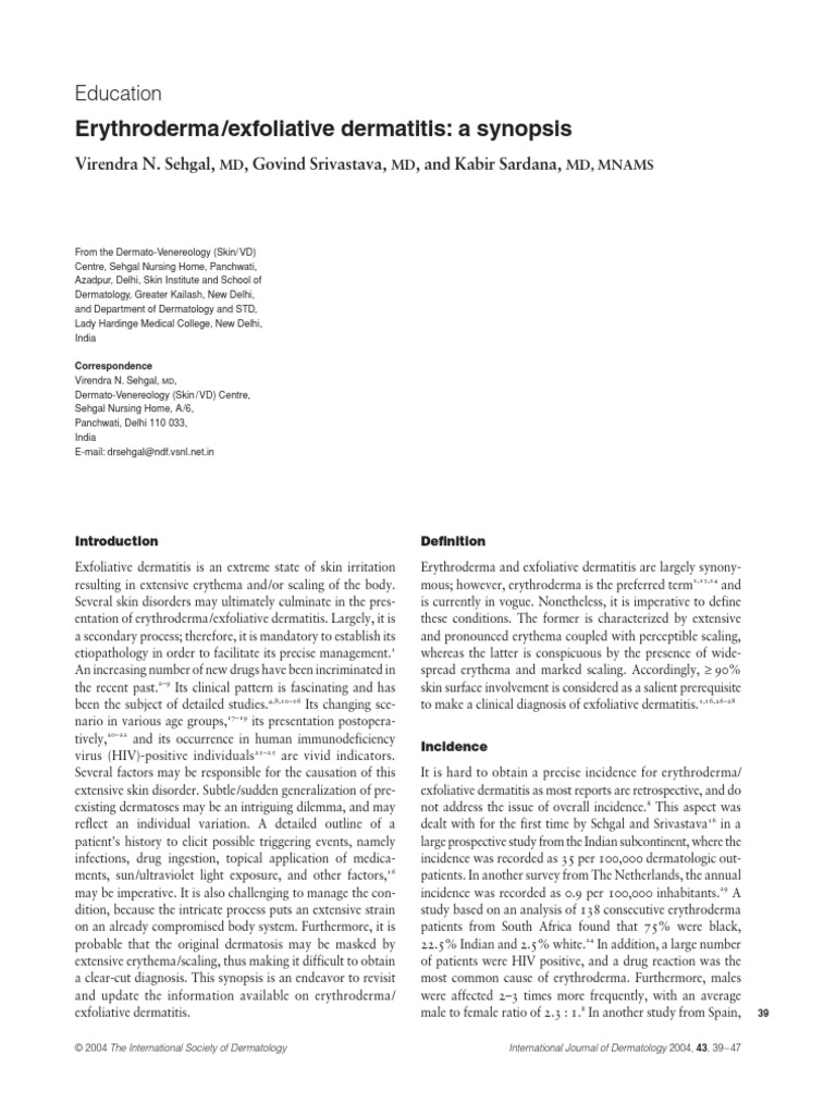 Sehgal Et Al. (2004) - Erythroderma :exfoliative Dermatitis - A ...