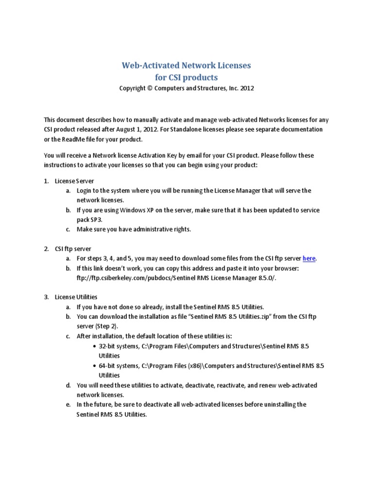 Web-Activated Network Licenses PDF | PDF | Installation (Computer ...