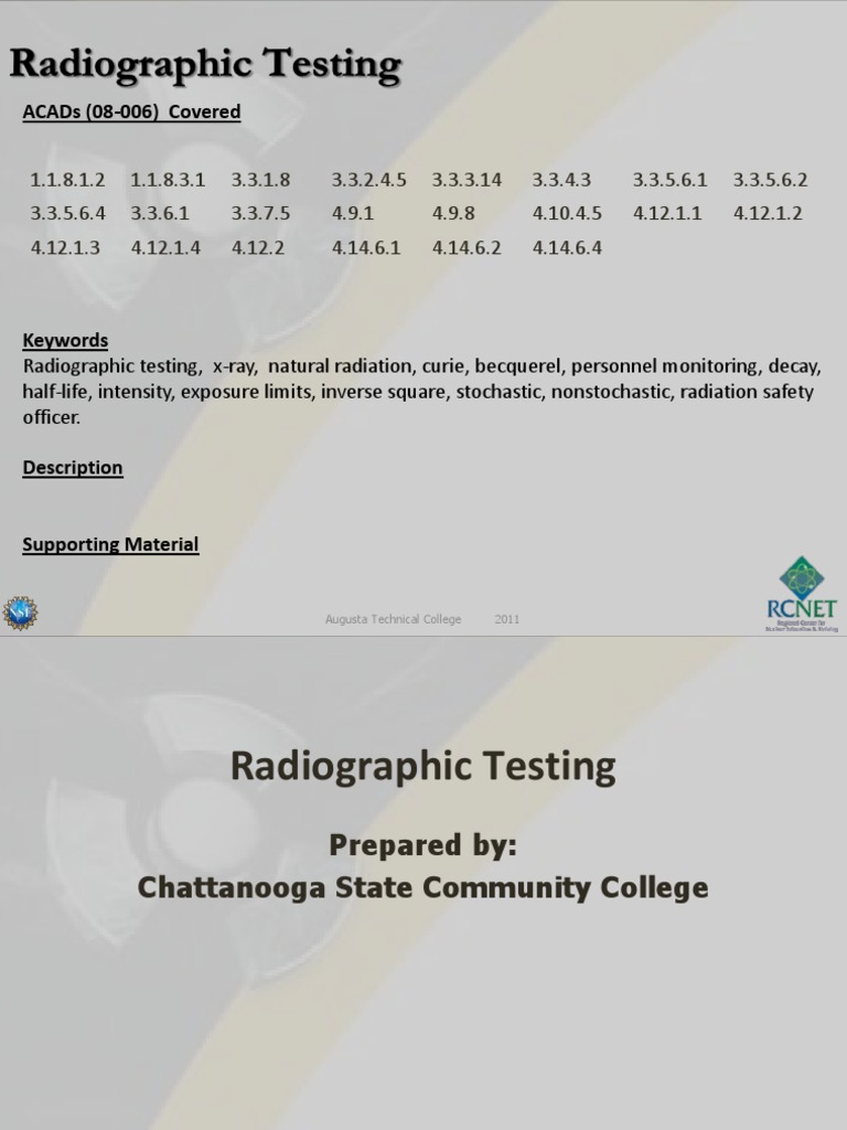 Radiographic Testing | PDF | Radioactive Decay | Atoms