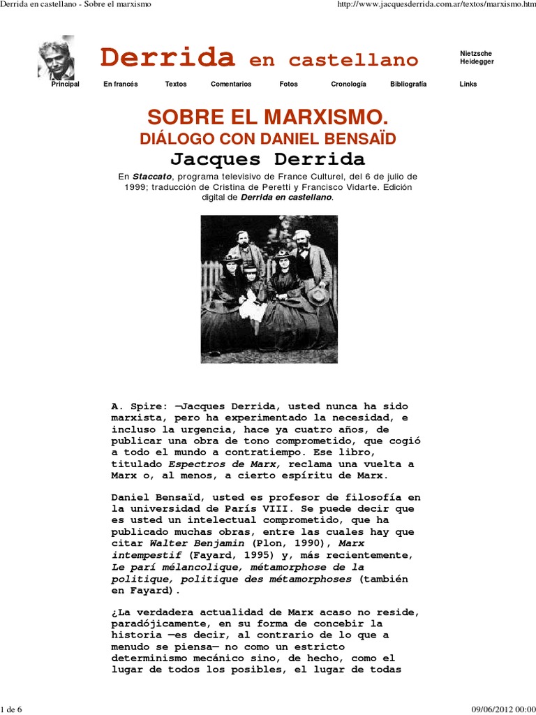 BENSAID, Daniel DERRIDA, Jacques - Sobre El Marxismo PDF | PDF | Karl ...