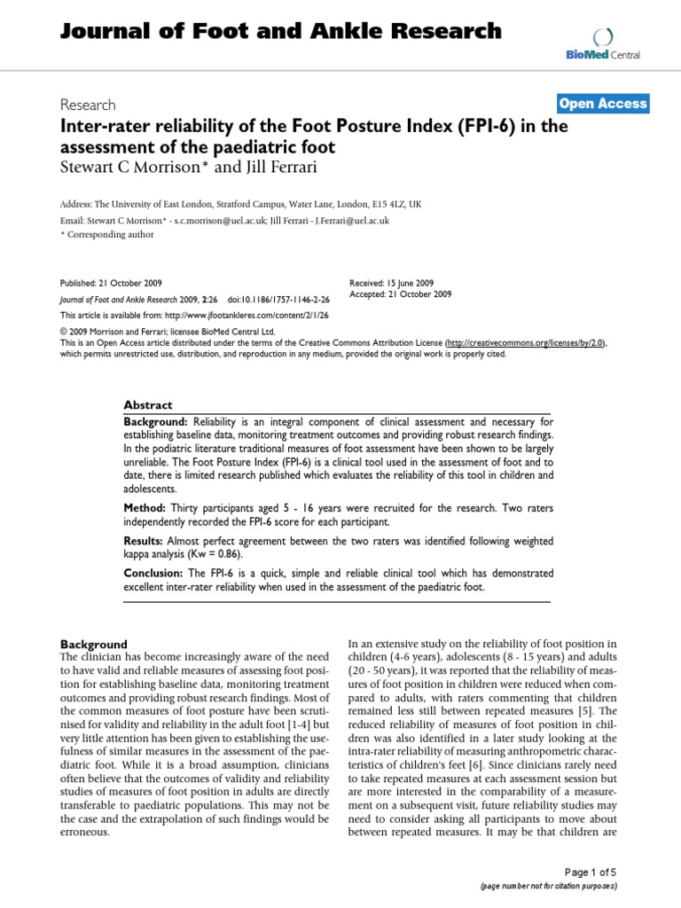 Morrison & Ferrari (2009) - Inter-Rater Reliability of The Foot Posture ...