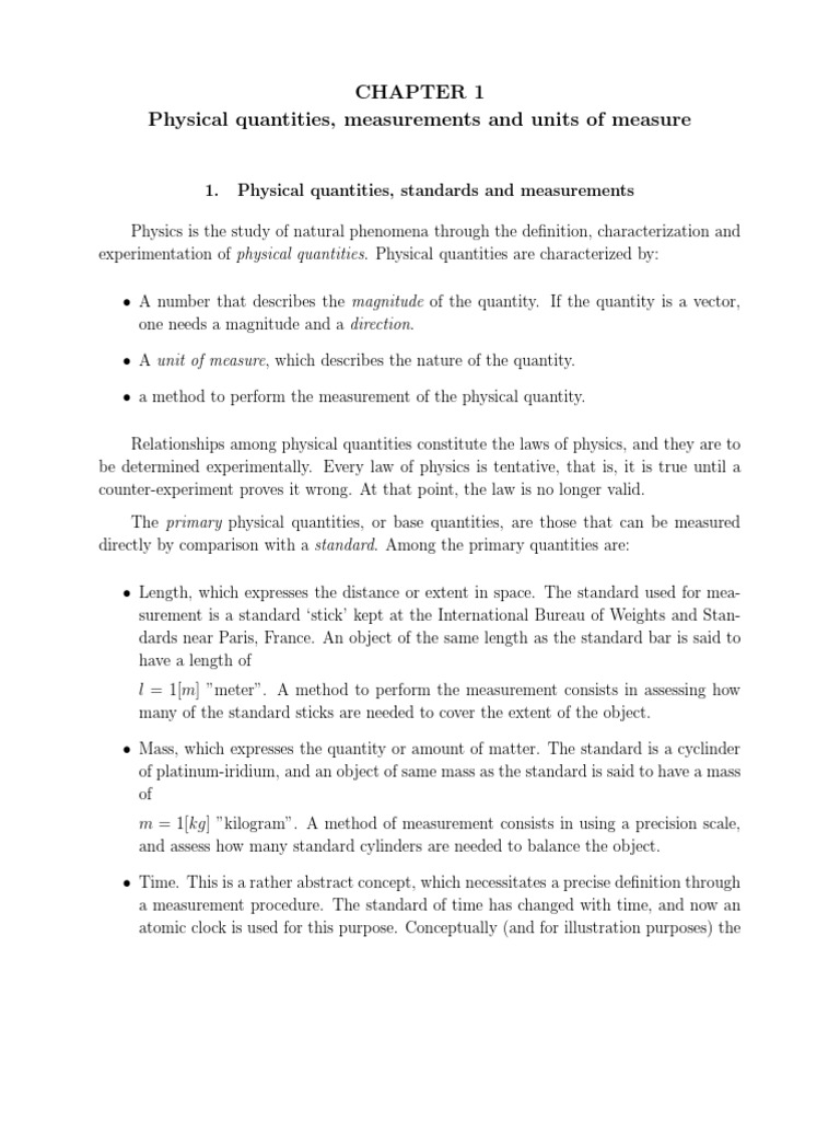 Physical Quantities, Measurements and Units of Measure | PDF | Units Of ...
