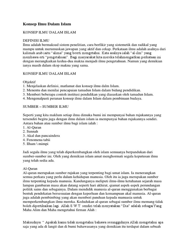 Konsep Ilmu Dalam Islam | PDF