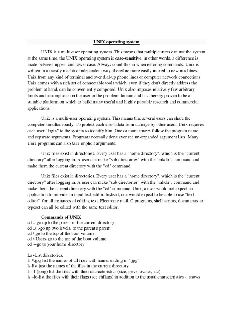 UNIX Operating System | PDF | Unix | Operating System