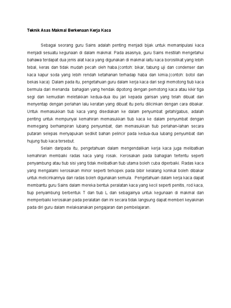 Teknik Asas Makmal Berkenaan Kerja Kaca | PDF