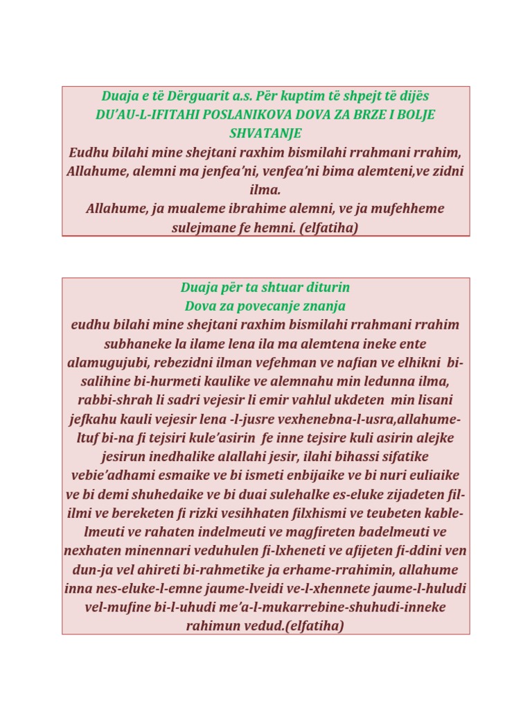 Duaja e Pejgamerit A.s.per Inteligencen | PDF