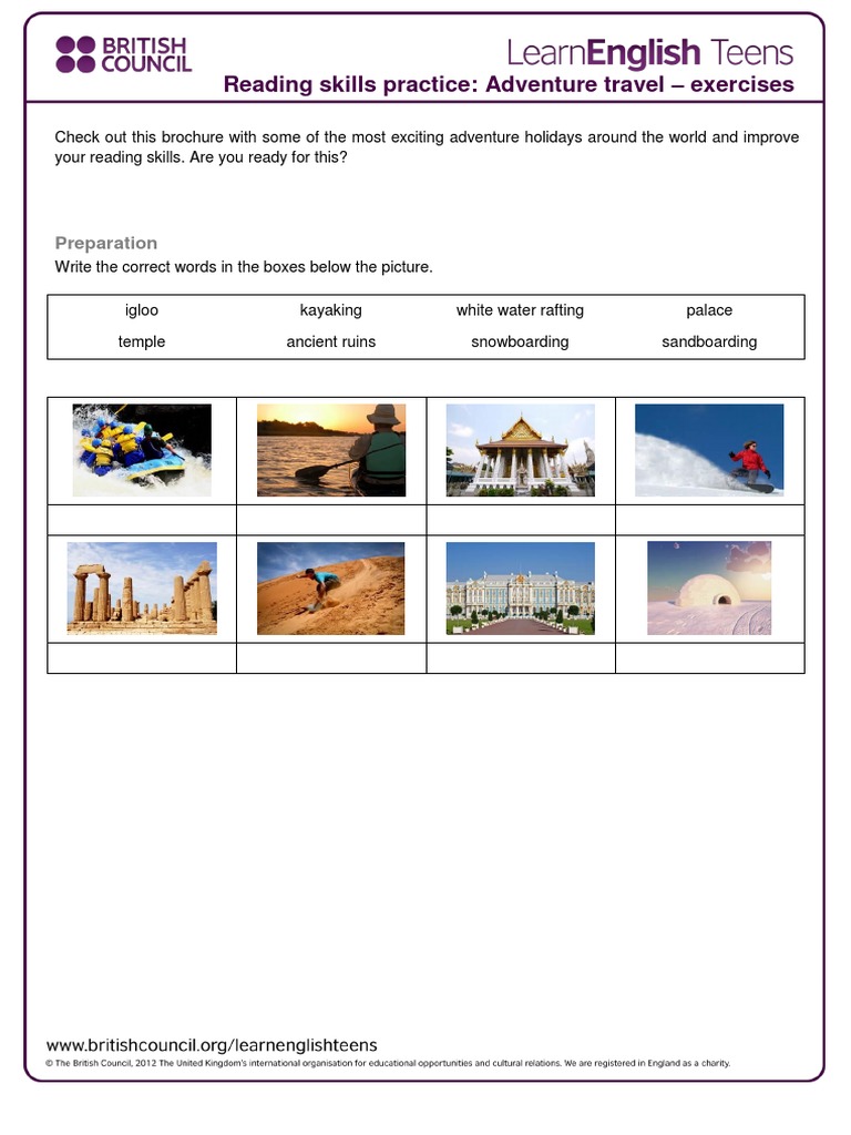 Adventure Travel - Exercises PDF | PDF