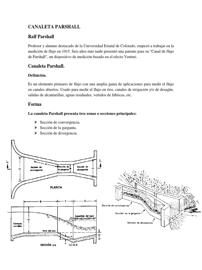 Trabajo Canal Parshall | PDF | Sedimentación | Descarga (hidrología)