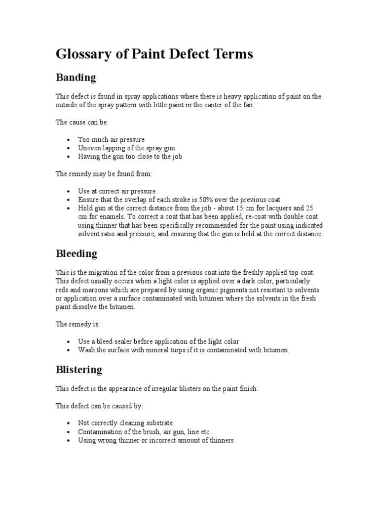 Paint Defect Terms | PDF | Paint | Varnish