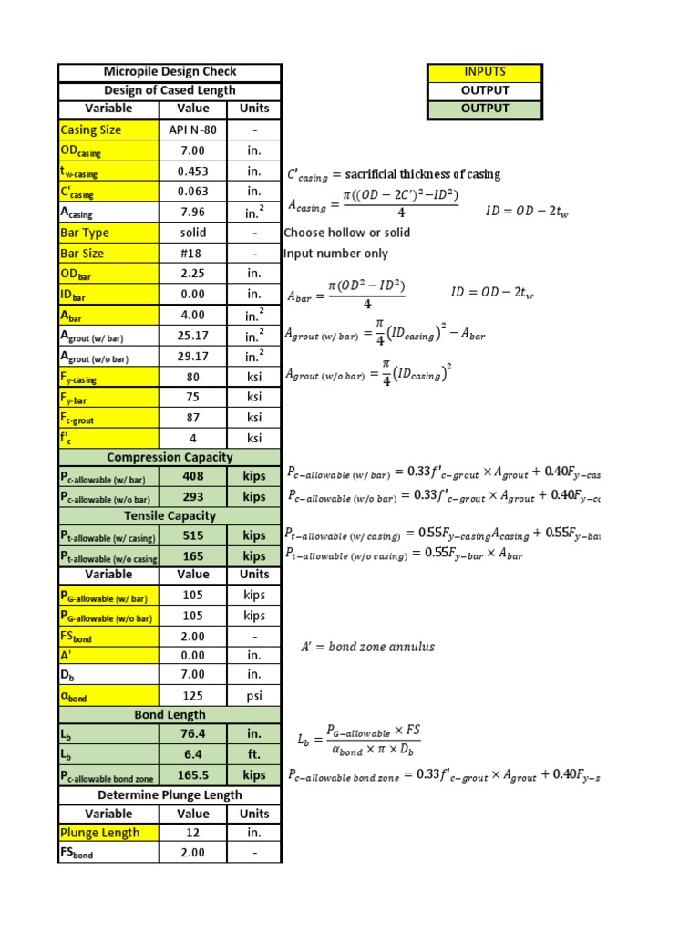 Micropile Design Check | PDF | Buckling | Civil Engineering