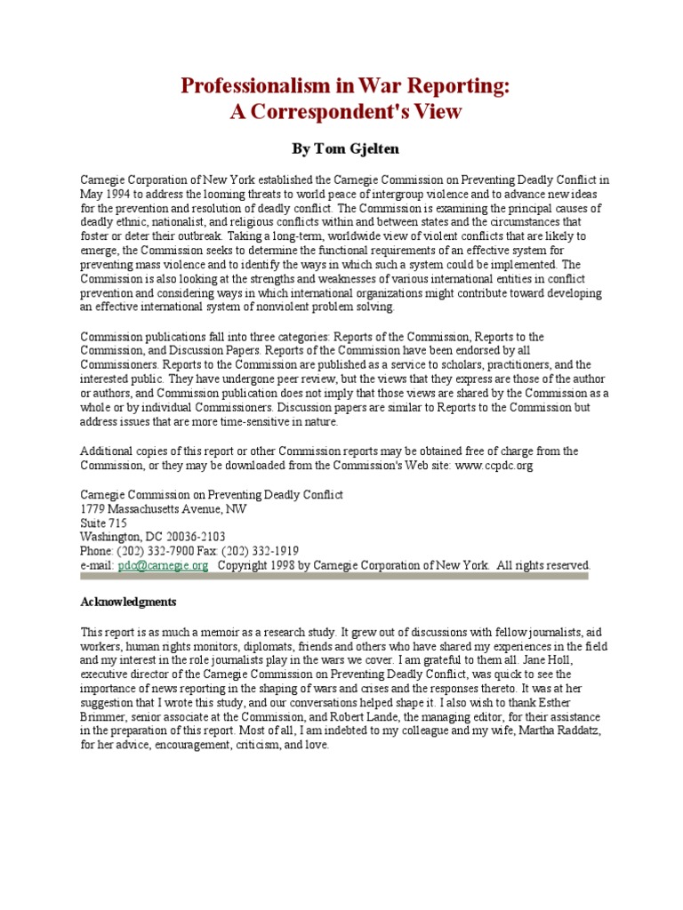 War Reporting Professionalism | PDF | Bosnia And Herzegovina | Peacekeeping
