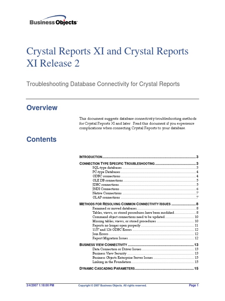 Problemas Conectividad Crystal Reports PDF | PDF | Databases | Sql