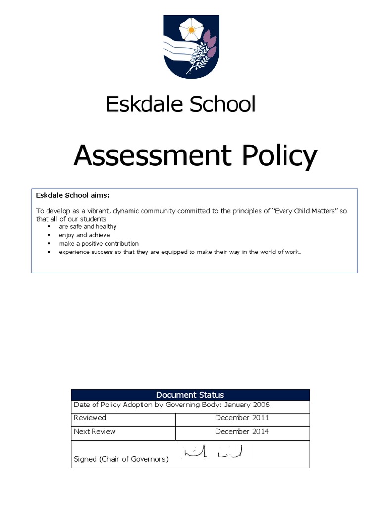 Assessment Policy | PDF | Educational Assessment | Teachers