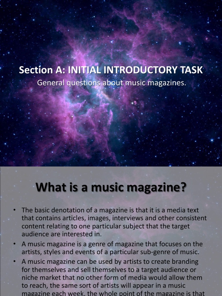 Section A: Initial Introductory Task: General Questions About Music Magazines | PDF | Genre ...
