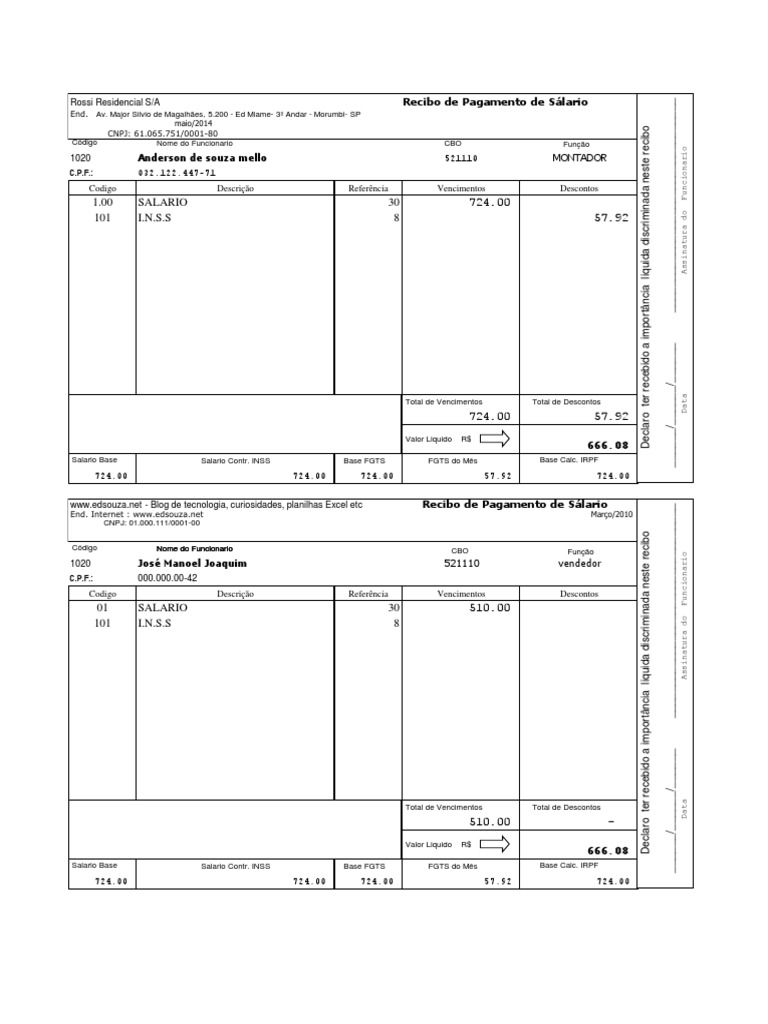 Planilha Contra Cheque | PDF | Informática | Business