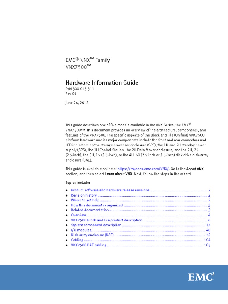 VNX7500 Hardware Overview | PDF | Electrical Connector | Computer Hardware