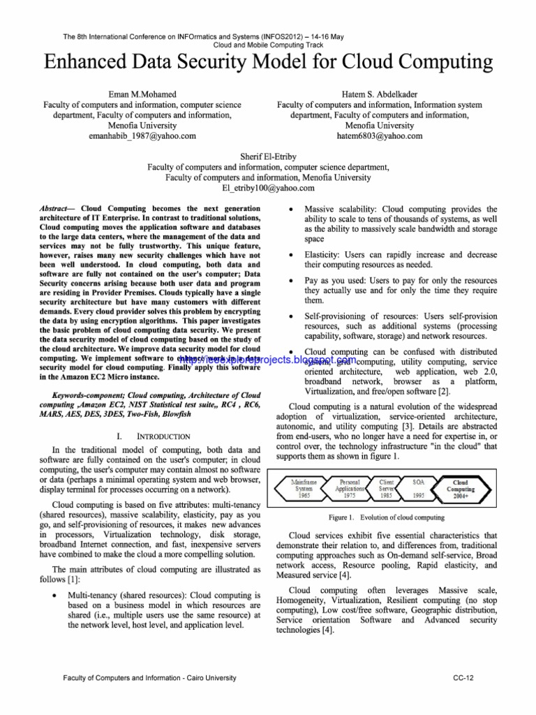 Enhanced Data Security Model For Cloud Computing | PDF | Software As A ...